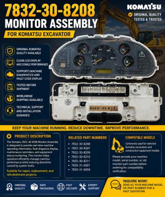 China Komatsu Monitor Display Panel 7832-30-8208 Excavator LCD Assembly for D1155-6 for sale