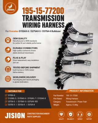 China Komatsu Bulldozer Transmission Wiring Harness 195-15-77200 Heavy Duty 24V for sale