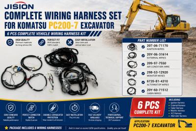 China Complete Wiring Harness Set for Komatsu PC200-7 Excavator 6PCS 207-06-71170 for sale