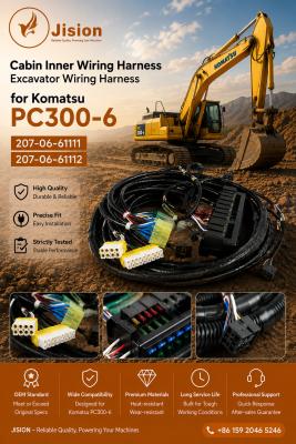 China Komatsu PC300-6 Cabin Inner Wiring Harness 207-06-61111 207-06-61112 24V for sale