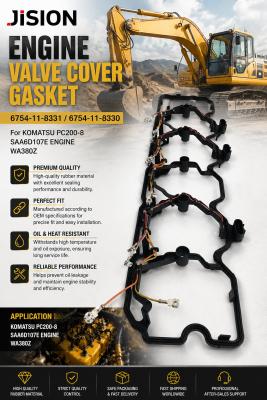China 6754-11-8331 Valve Cover Gasket | 6754-11-8330 Replacement | Komatsu SAA6D107E Engine | PC200-8 WA380Z Engine Valve Cover Gasket 6754-11-8331 6754-11-8330 Integrated Wiring Harness for Komatsu PC200-8 for sale
