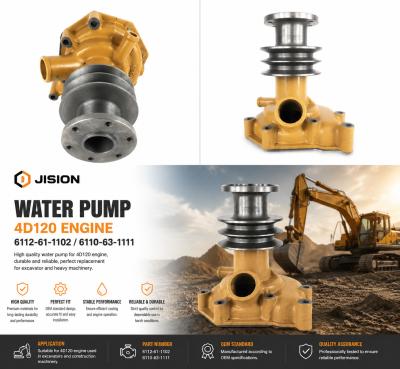China Water Pump 6112-61-1102 6110-63-1111 for 4D120 Engine Excavator Spare Parts Construction Machinery Engine Water Pump Assembly for sale