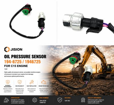China Oil Pressure Sensor 194-6725 1946725 for C15 Diesel Engine 12V Excavator Spare Parts Engine Pressure Sensor for sale