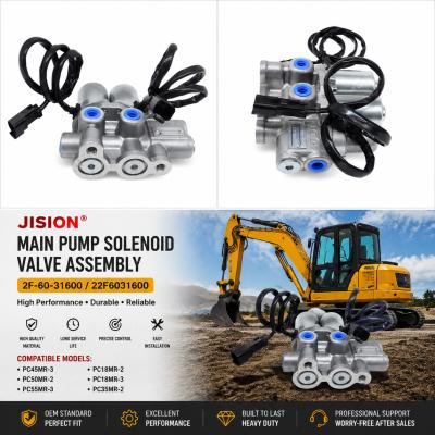 China 2F-60-31600 Main Pump Solenoid Valve Assembly 22F6031600 for Komatsu PC45MR-3 PC50MR-2 PC55MR-3 Excavator Parts for sale