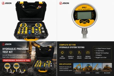 China Excavator Digital Hydraulic Pressure Gauge Test Kit with 2 Gauges 2 Test Hoses & Multiple Couplings for Construction Machinery for sale