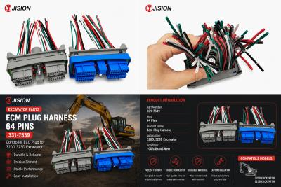 China 331-7539 64-Pin ECM Plug Harness Controller ECU Connector Wiring Harness for 320D 323D Excavator for sale