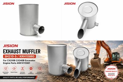 China KRH10880 SH210-5 Excavator Exhaust Muffler for CX210B CX240B 4HK1XYSS01 Engine for sale
