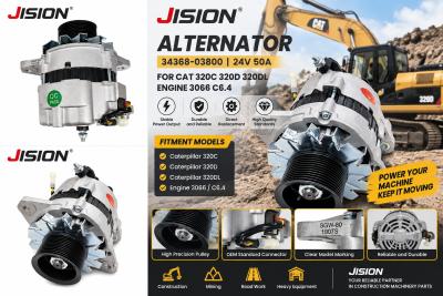 China 34368-03800 24V 50A Alternator for 320C 320D 320DL Excavator 3066 C6.4 Engine for sale