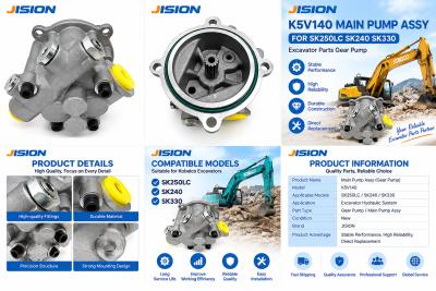 China K5V140 Main Hydraulic Pump Gear Pump Assy for SK250LC SK240 SK330 Excavator Parts for sale