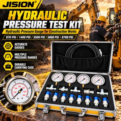China Hydraulic Pressure Test Kit 870-8700 PSI with Pressure Gauges for Excavators & Construction Machinery | JISION for sale