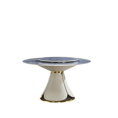 China 2021luxury round table dining table with center revolving dining table set 6 chairs for sale