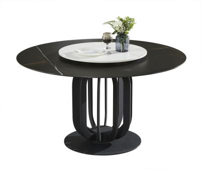 China 2021 New Design Rectangular Black Dining Table Marble Dining Table for sale