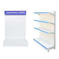 China Supermarket Juice Drinks Display Shelves With Holes In The Back Panels Of Commercial Super Shelves for sale