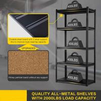 China Black Metal Garage Rack 5-shelf Steel Shelves Heavy Duty Storage Shelf for sale