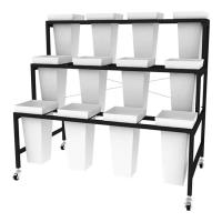 China Factory Customized Color Size 3-Layer Stepped Plastic Square Bucket Florist Shelves Flower Stand Flower Shop Display Stand for sale