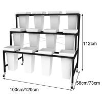 China Factory Customized Color Size 3-Layer Stepped Plastic Square Bucket Florist Shelves Flower Stand Flower Shop Display Stand for sale