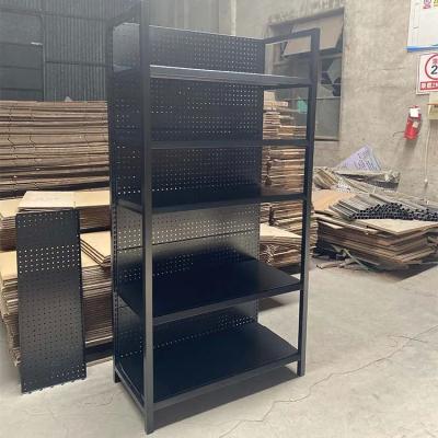 China Factory Custom Color Size 93*45*180CM Black Supermarket Shelf Double Side Display Rack 5 Layers 4 Post Shelf for sale