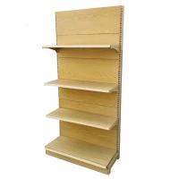 China Factory Custom Size Color wood grain color supermarket display rack gondola shelving with light box for sale