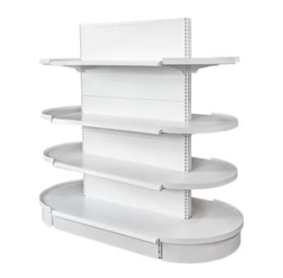China Factory Custom Size white Color logo  for supermarket round shelf display retail for sale