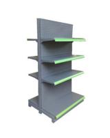 China Custom Size Gondola Display Shelf Grey Double Sided Supermarket Rack for sale