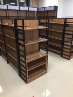 China Wooden Grain Shop Gondola Shelving Medium Duty 4 Column Shelves for sale