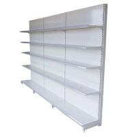 China Milk White Gondola Display Rack Single Sided Medium Duty Shelves for sale
