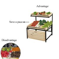China Wooden Racks Gondola Display Shelf For Fruits And Vegetables Single Sided for sale
