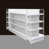 China Metallic Mesh Back Gondola Shelving Cold Rolled Steel Rack Supermarket Shelf for sale