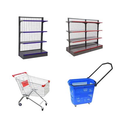 China Light Duty Mesh Back Gondola Shelving Grid Display Supermarket Shelf for sale
