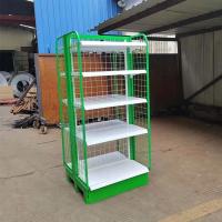 China Factory Custom Green Double Sided Mesh Back Shelving Mesh Gondola Shelving with Side Mesh for sale