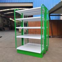 China Factory Custom Green Double Sided Mesh Back Shelving Mesh Gondola Shelving with Side Mesh for sale