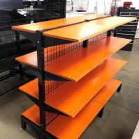 China Factory Custom Blue Double Sided Supermarket Shelves Double Sided Mesh Gondola for sale