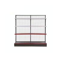 China Steel Mesh Back Gondola Shelving For Supermarket Shop Exhibit Net Mesh Shelf for sale
