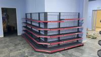 China Steel Mesh Back Gondola Shelving For Supermarket Shop Exhibit Net Mesh Shelf for sale