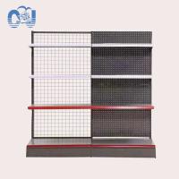 China Steel Metal Grid Display Rack For Supermarket Shop Exhibit Net Mesh Shelf for sale