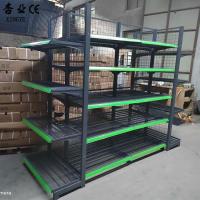 China Steel Metal Grid Display Rack For Supermarket Shop Exhibit Net Mesh Shelf for sale