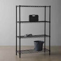China Adjustable Heavy Duty Storage Shelving Black Steel Organizer Wire Rack 4 Shelf for sale