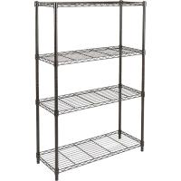 China Adjustable Heavy Duty Storage Shelving Black Steel Organizer Wire Rack 4 Shelf for sale