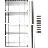 China Adjustable Heavy Duty Storage Shelving Black Steel Organizer Wire Rack 4 Shelf for sale