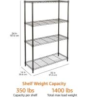 China Adjustable Heavy Duty Storage Shelving Black Steel Organizer Wire Rack 4 Shelf for sale