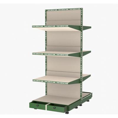 China Factory custom color size  double-sided supermarket racks wholesale grocery shop racks for sale