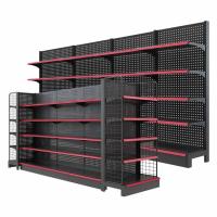 China Factory custom color size  double-sided supermarket racks wholesale hypermarket racks for sale