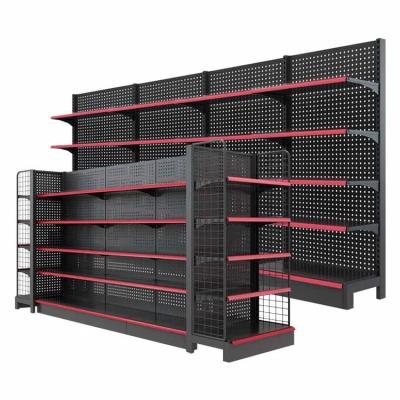 China Factory custom color size  double-sided supermarket racks wholesale hypermarket racks for sale