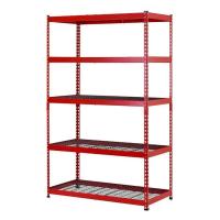 China Red Storage Shelf Rack 5 Tier Heavy Duty Steel Garage Storage Shelving Unit for sale