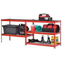 China Red Storage Shelf Rack 5 Tier Heavy Duty Steel Garage Storage Shelving Unit for sale