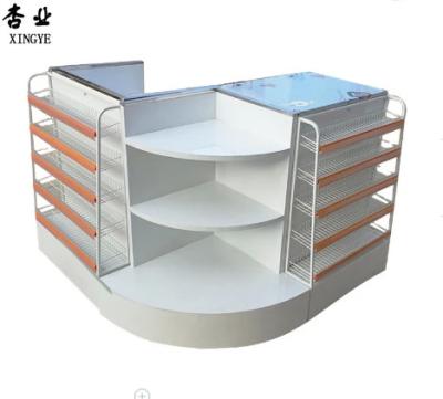 China Stainless Steel Checkout Counter Supermarket Checkout Counter With The Corner for sale