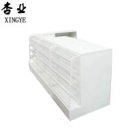 China Stainless Steel Checkout Counter Supermarket Checkout Counter With The Corner for sale