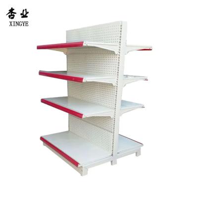 China Factory custom color size metal Double-sided white gondola shelving pharmacy for sale