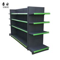 China Factory Customized color size metal double-sided supermarket shelf black gondola shelving for sale