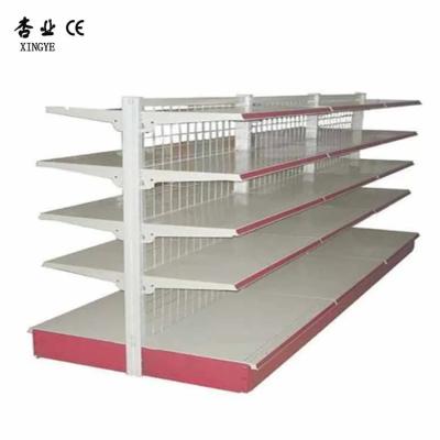 China Factory Custom Size Color Mild Steel Double Sided Free Standing Unit Supermarket Rack for sale